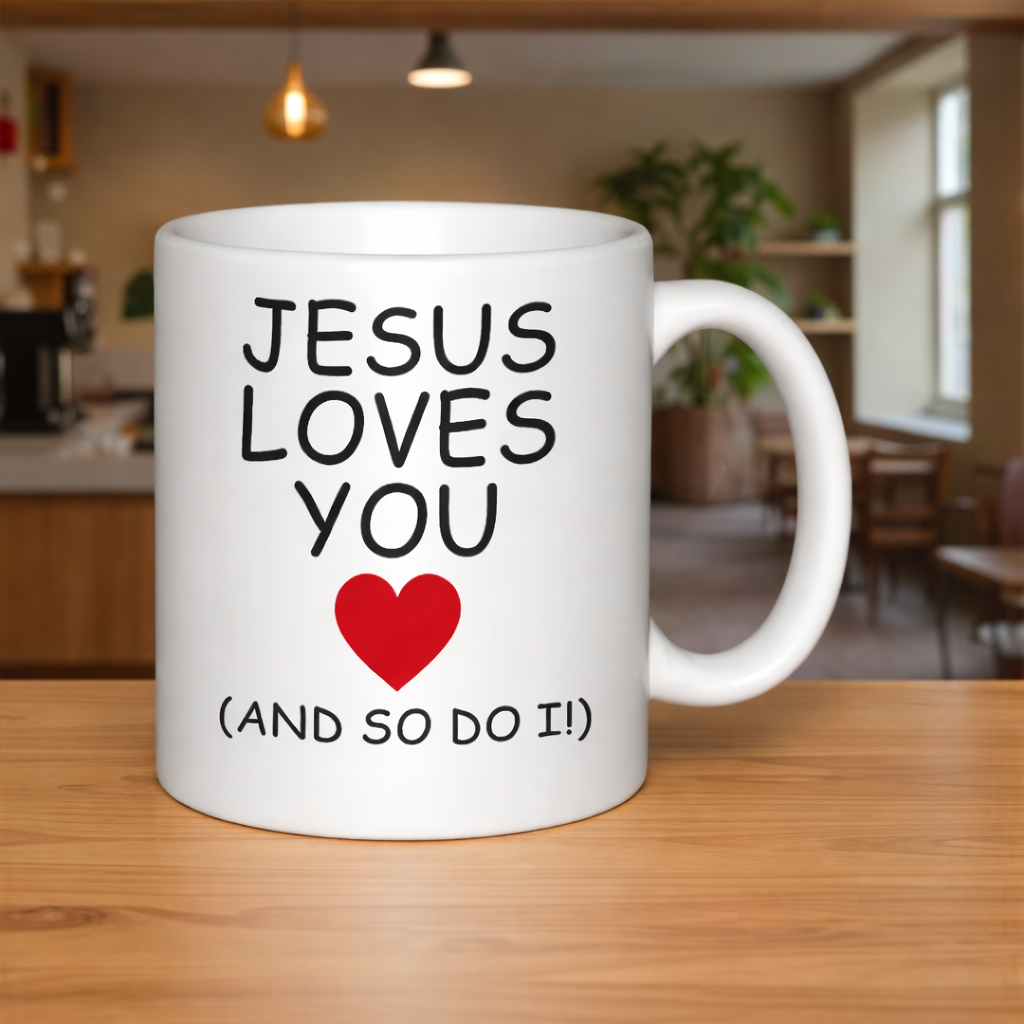 Jesus Loves You And So Do I Christian Mug – Sings the Rooster Christian ...